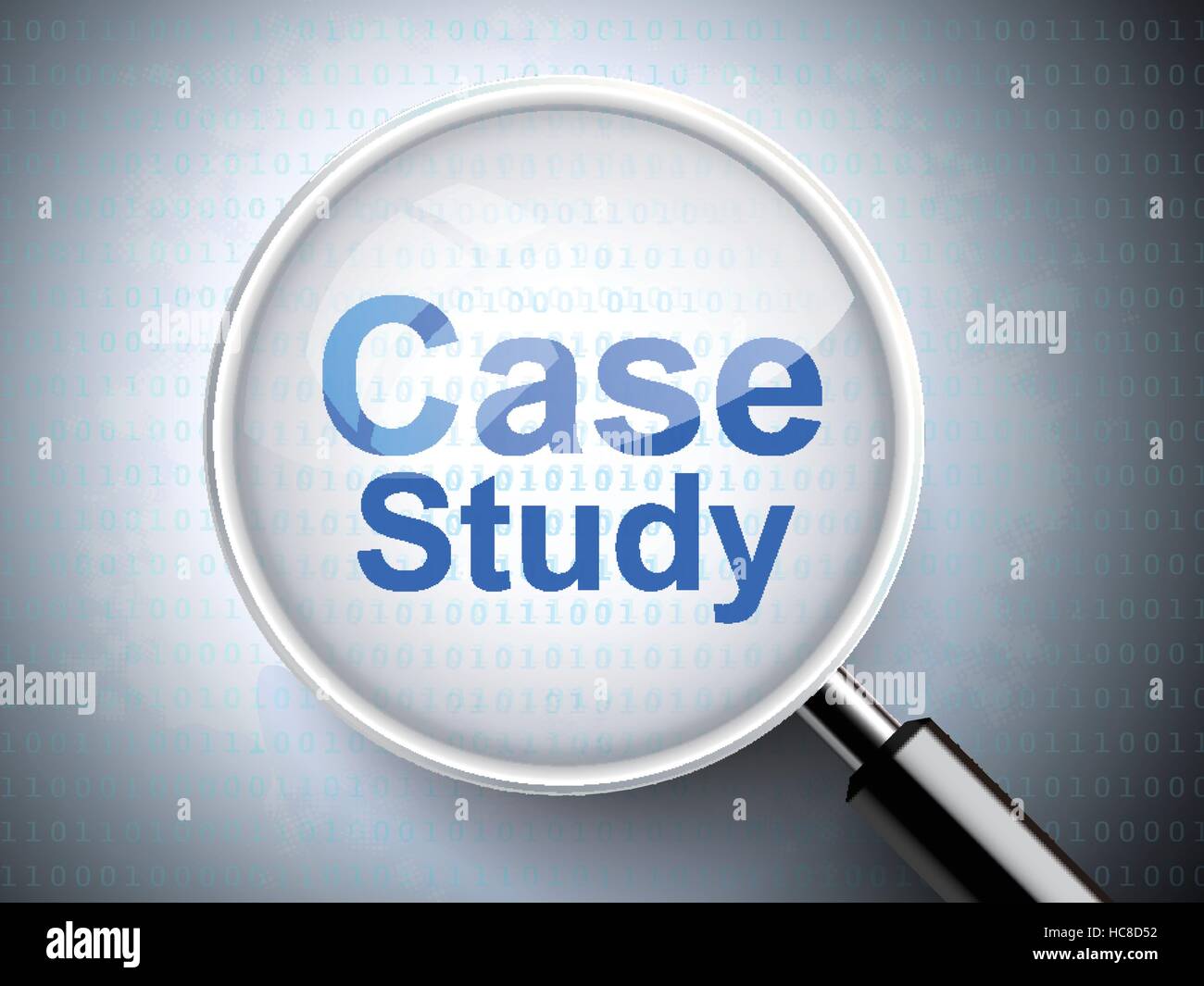 magnifying glass with words case study on digital background Stock ...