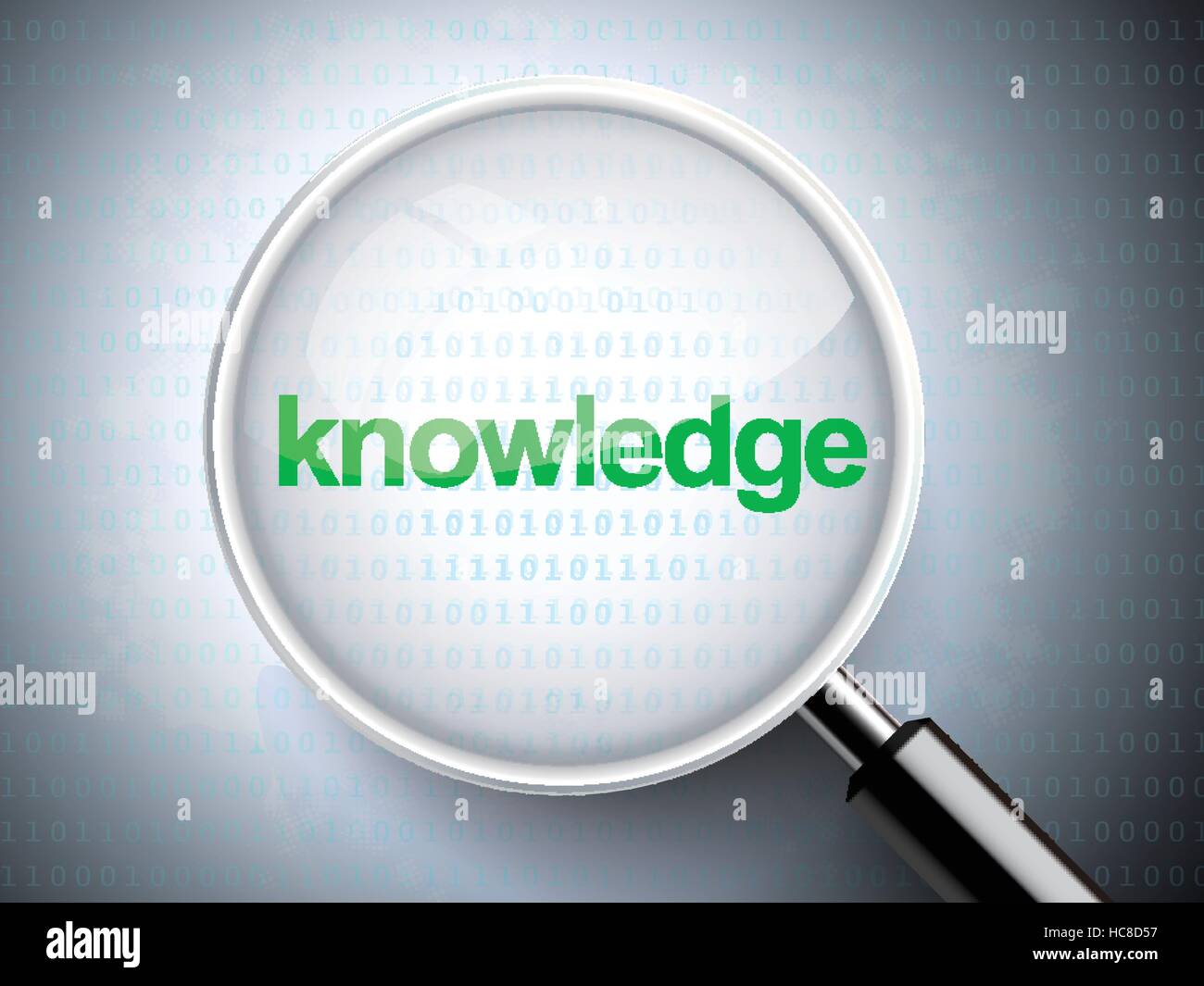 magnifying glass with word knowledge on digital background Stock Vector ...