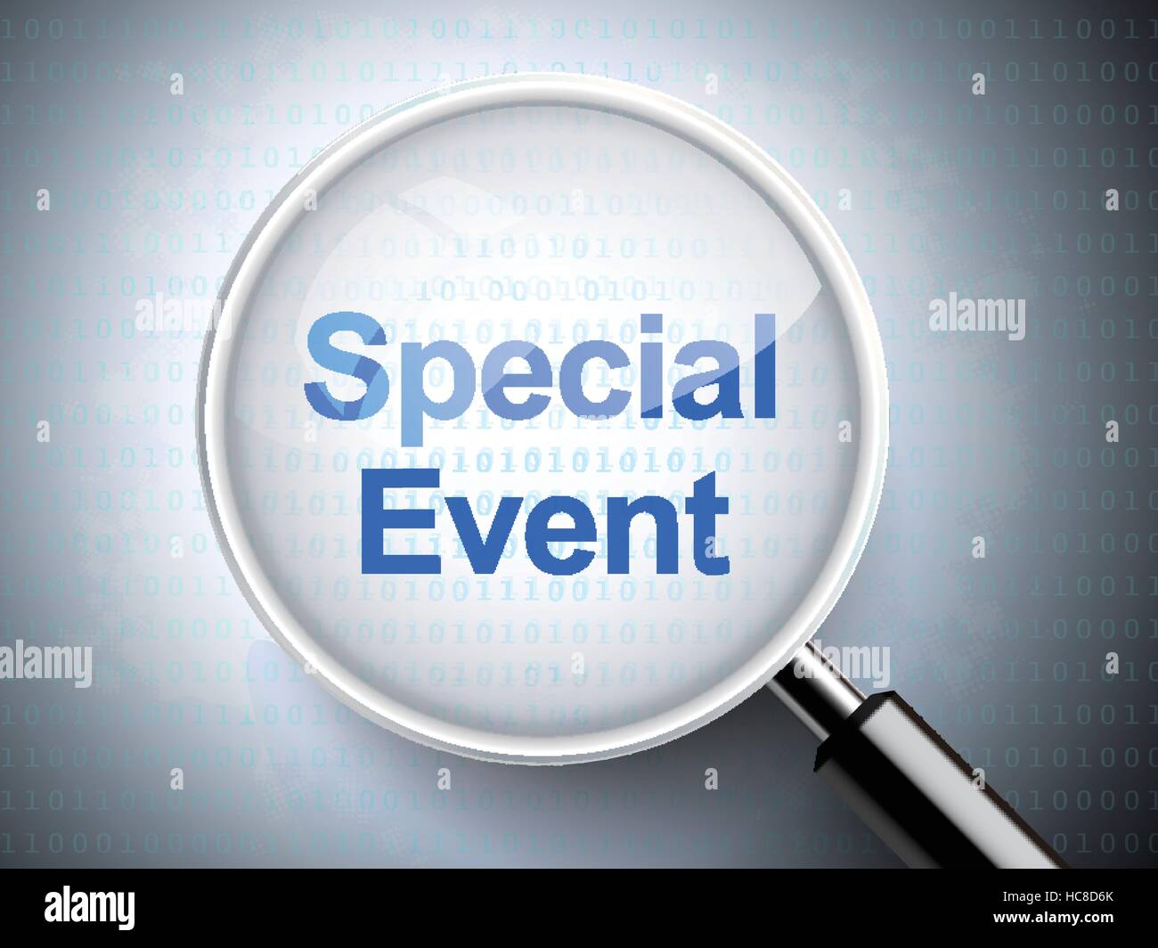 magnifying glass with words special event on digital background Stock ...
