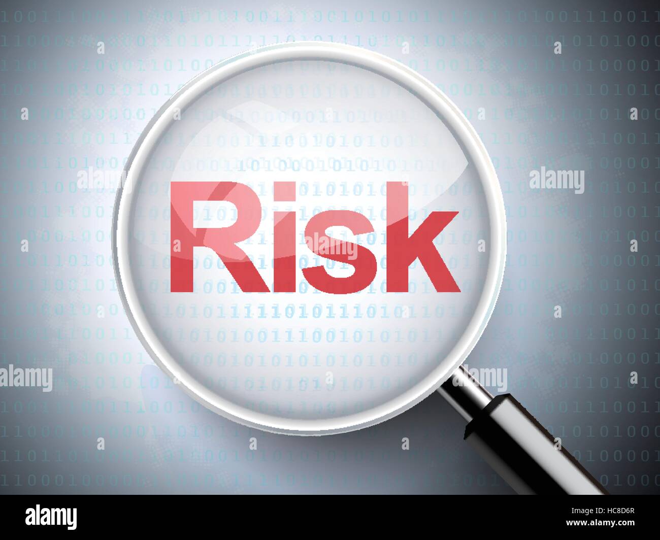 magnifying glass with word risk on digital background Stock Vector ...