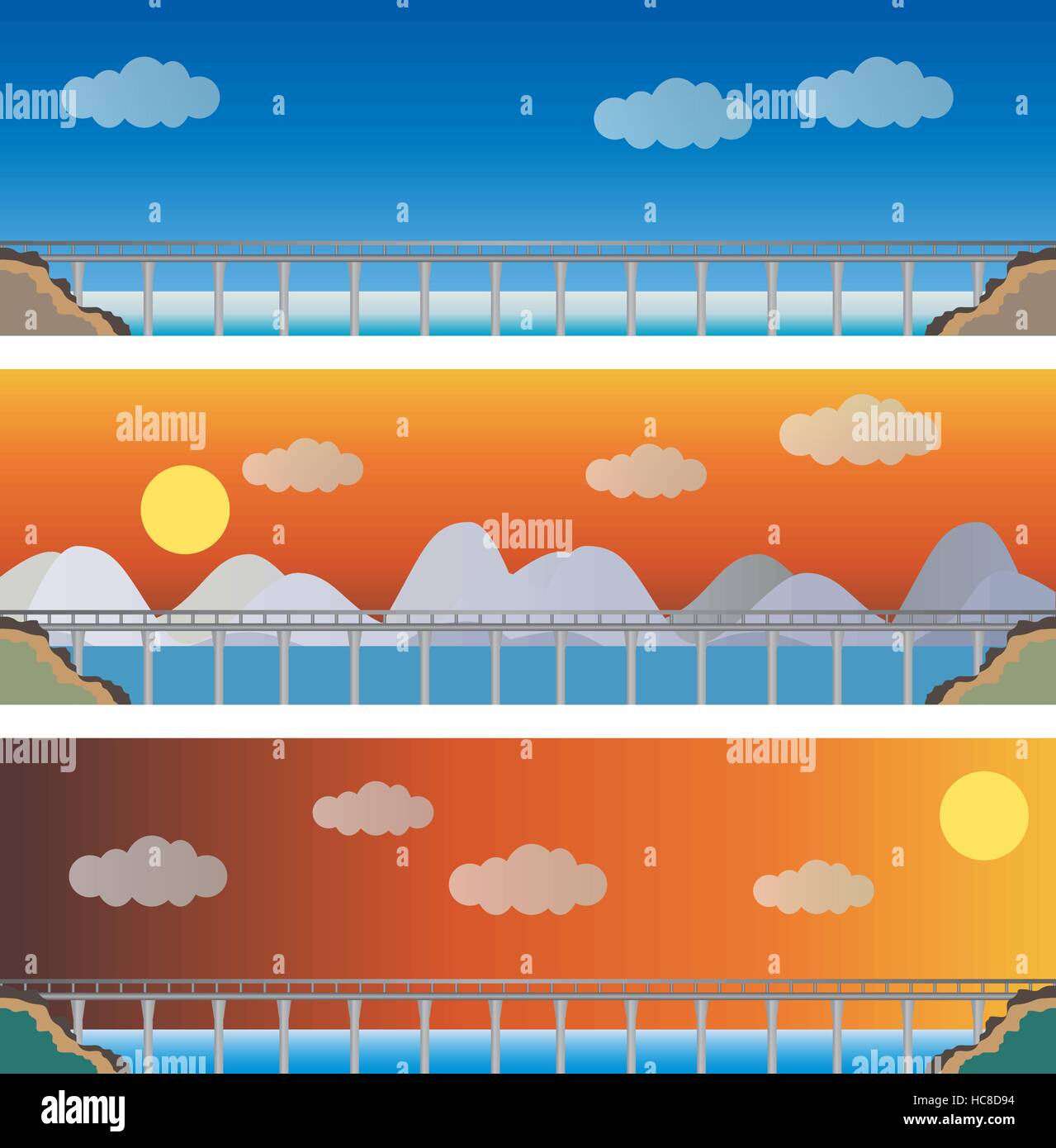Water Bridge with Nature Landscape vector Illustration Stock Vector ...