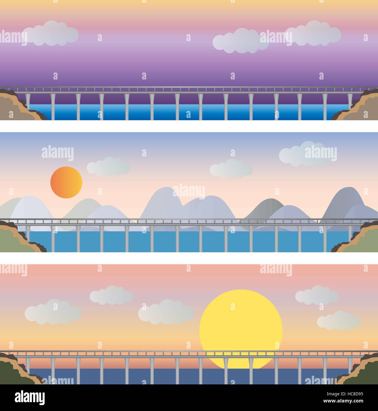 Water Bridge with Nature Landscape vector Illustration Stock Vector ...