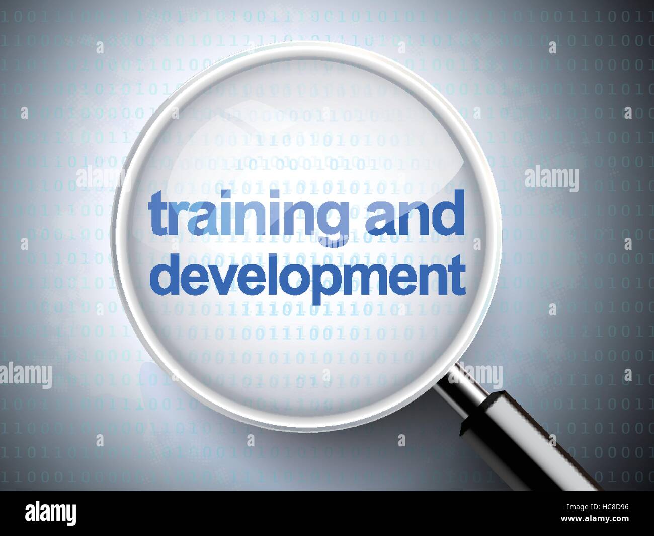magnifying glass with words training and development on digital ...