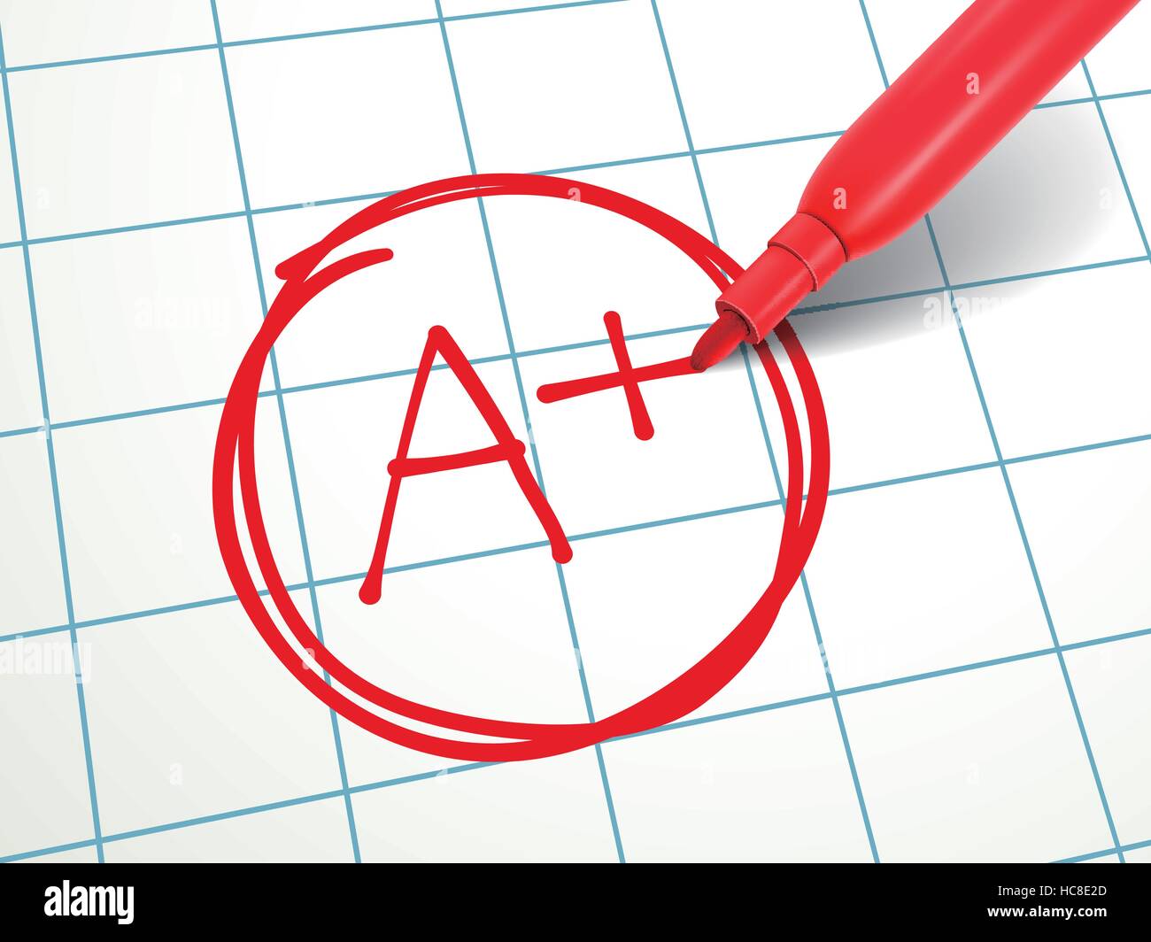 close up look at A Plus on cartesian paper with red pen Stock Vector ...