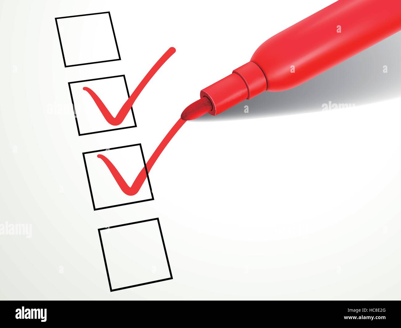 close up look at red pen marking on the check box Stock Vector Image ...