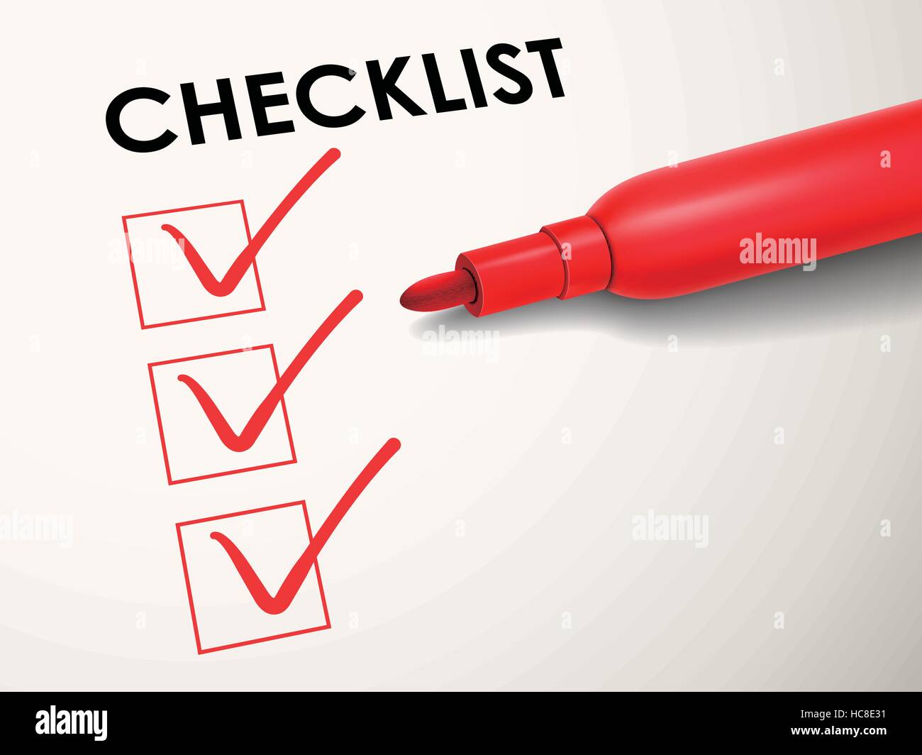 close up look at red pen marking on the check box Stock Vector Image ...
