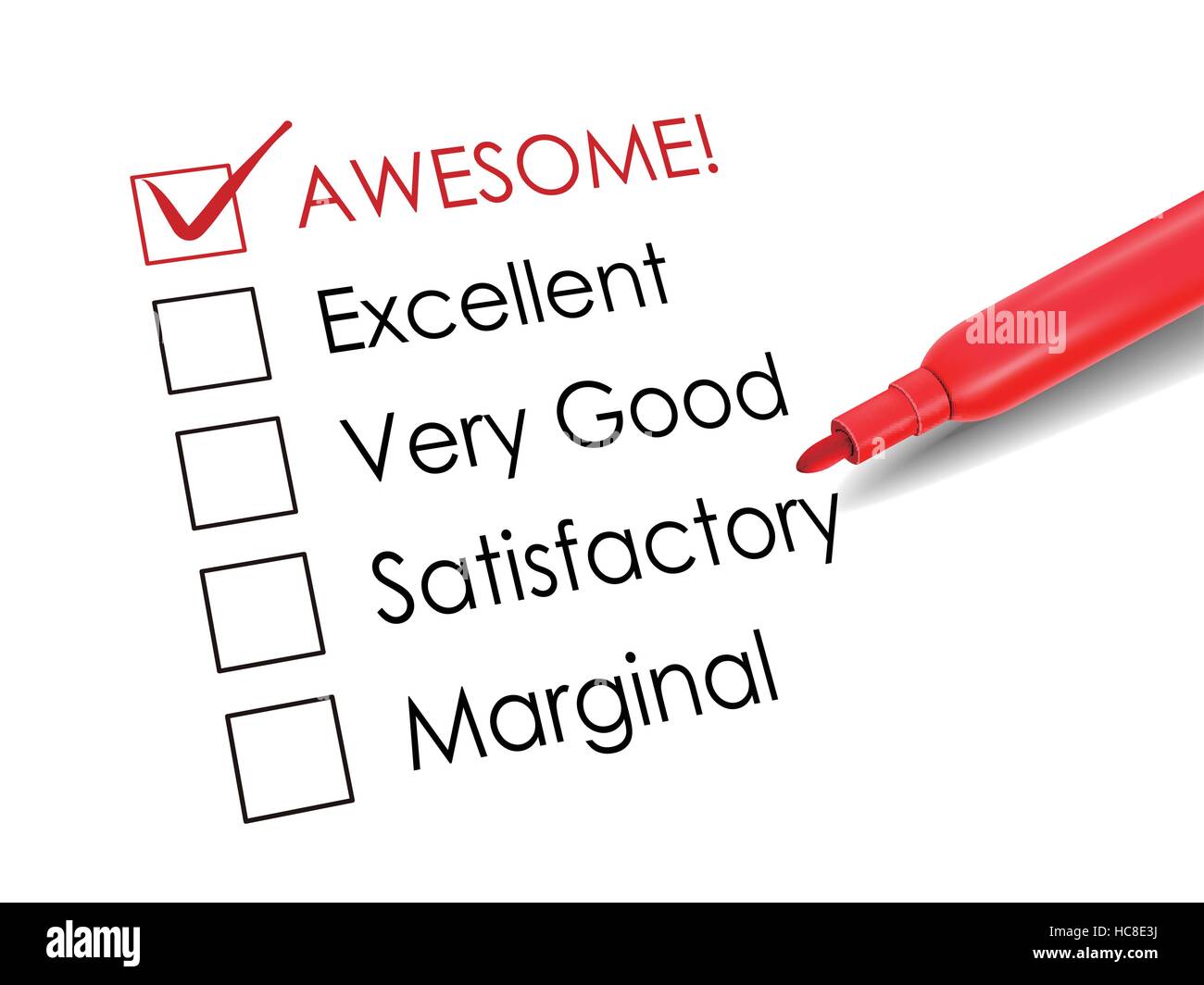 tick placed in awesome check box with red pen over check list Stock ...