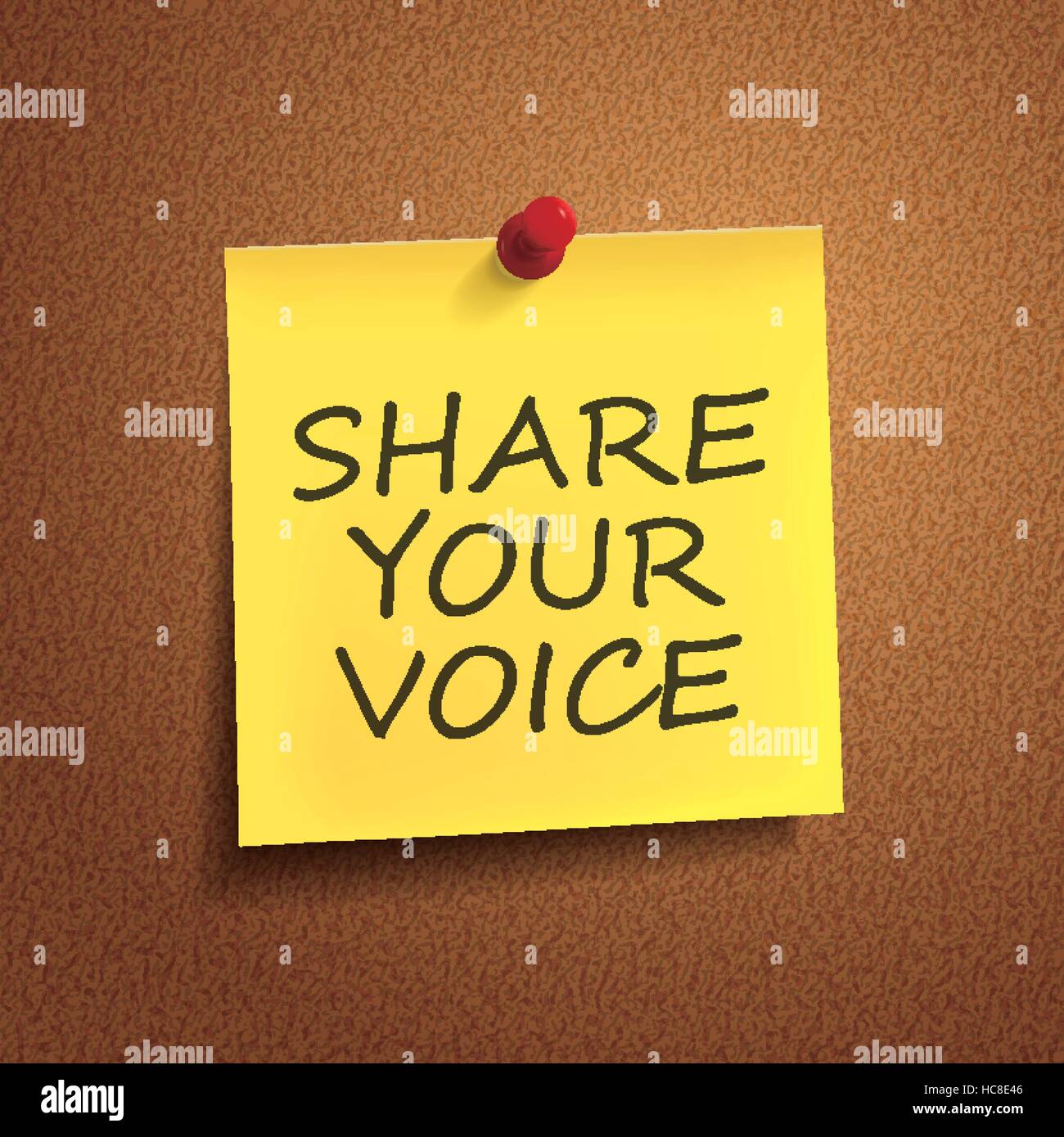 share your voice words on post-it over brown background Stock Vector ...