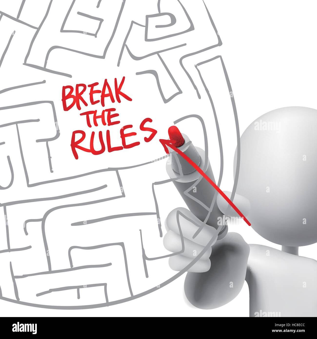 break the rules drawn by a man over white background Stock Vector Image ...