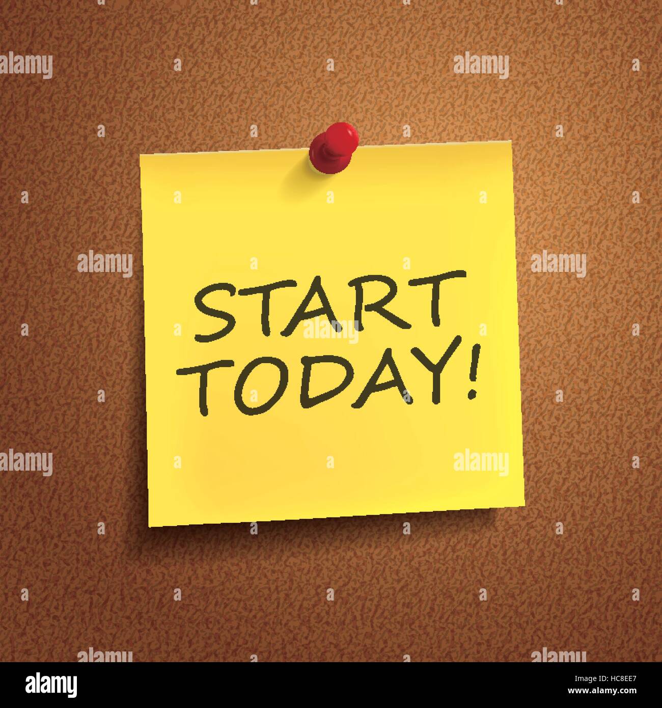 start today words on post-it over brown background Stock Vector Image ...