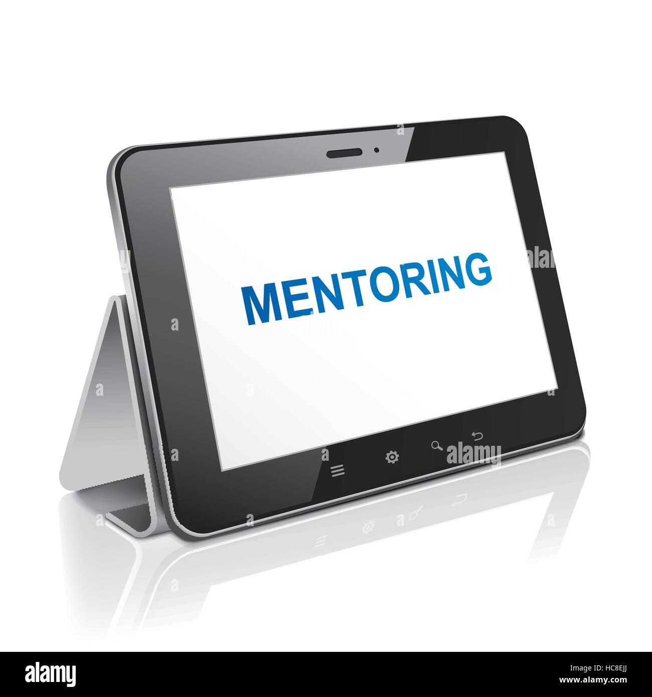 tablet computer with text mentoring on display over white Stock Vector ...