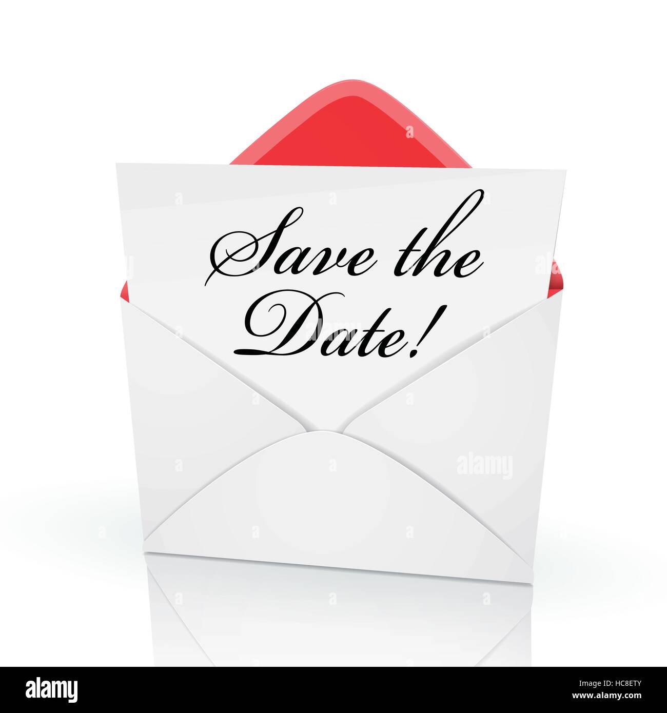 the words save the date on a card in an envelope Stock Vector Image ...