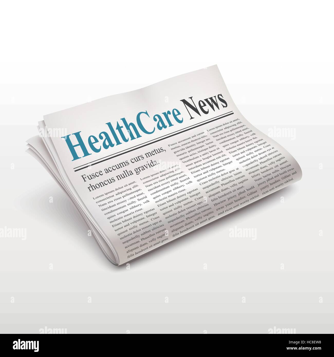 healthcare news words on newspaper over white background Stock Vector ...
