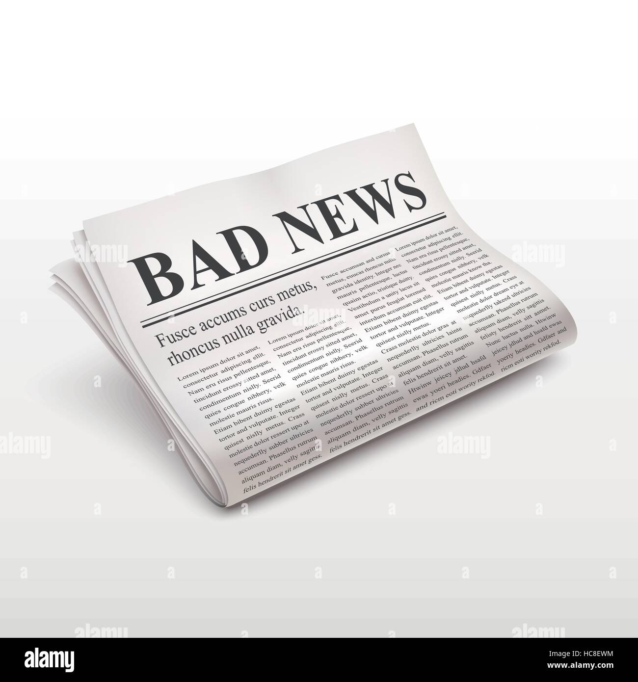 bad news words on newspaper over white background Stock Vector Image ...