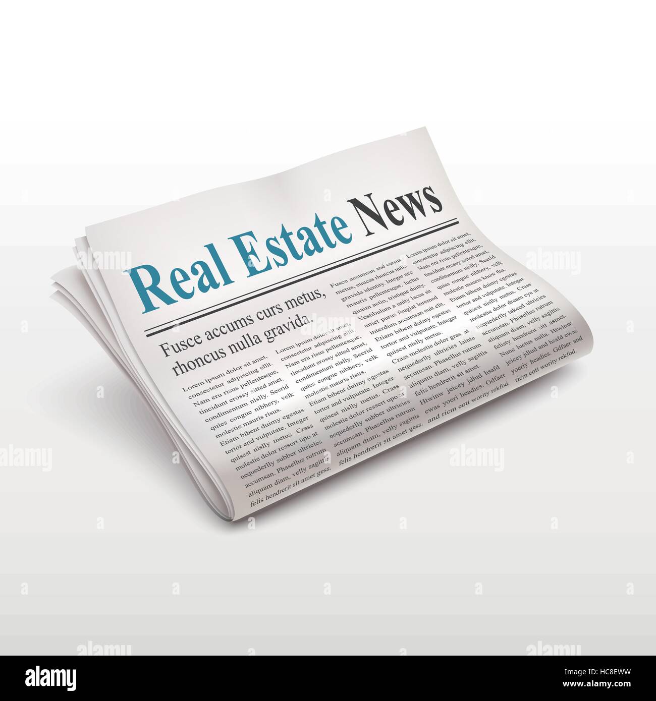 real estate news words on newspaper over white background Stock Vector ...