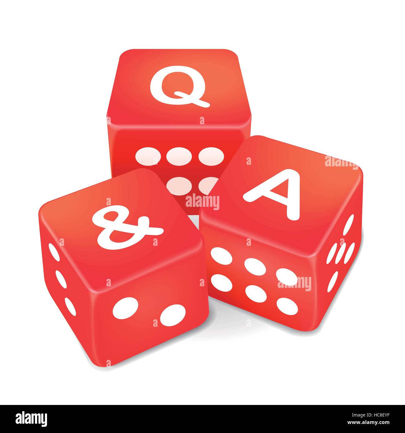 Q and A words on three red dice over white background Stock Vector ...