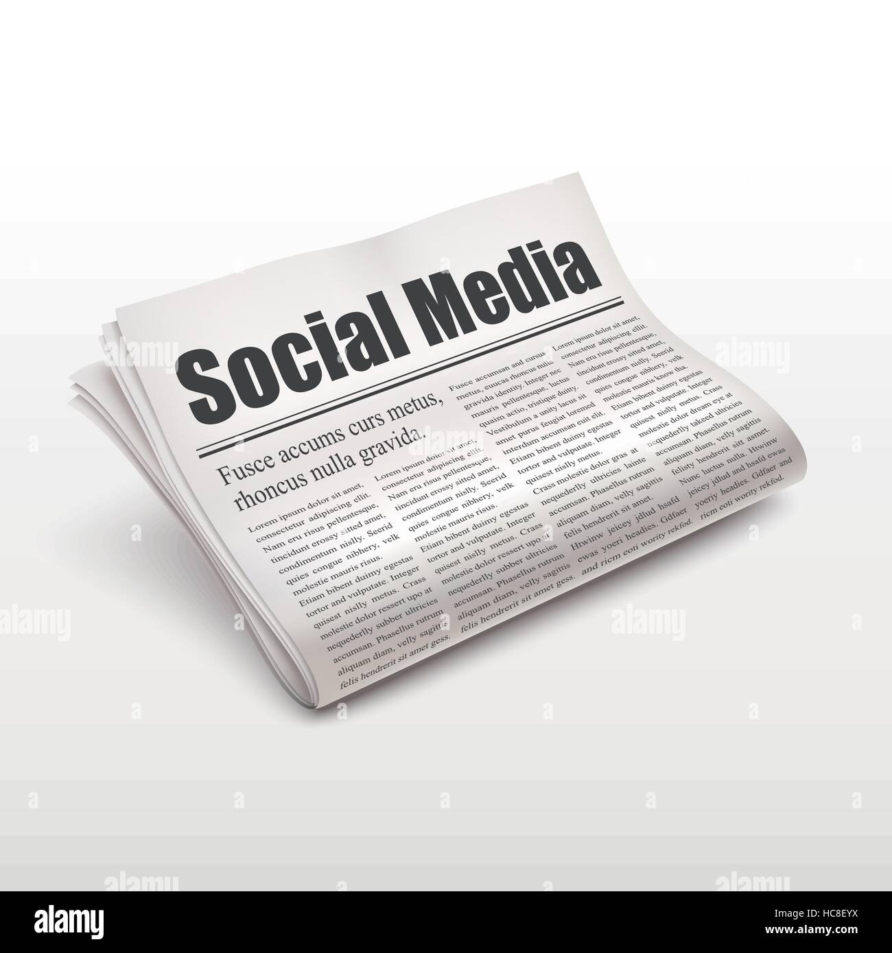 social media words on newspaper over white background Stock Vector ...