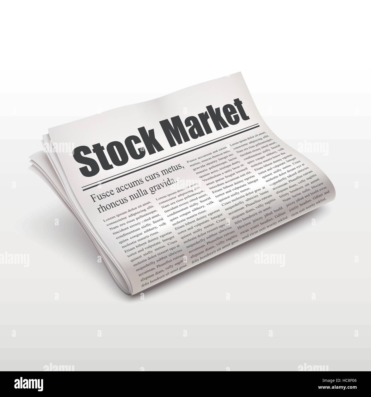 stock market words on newspaper over white background Stock Vector ...