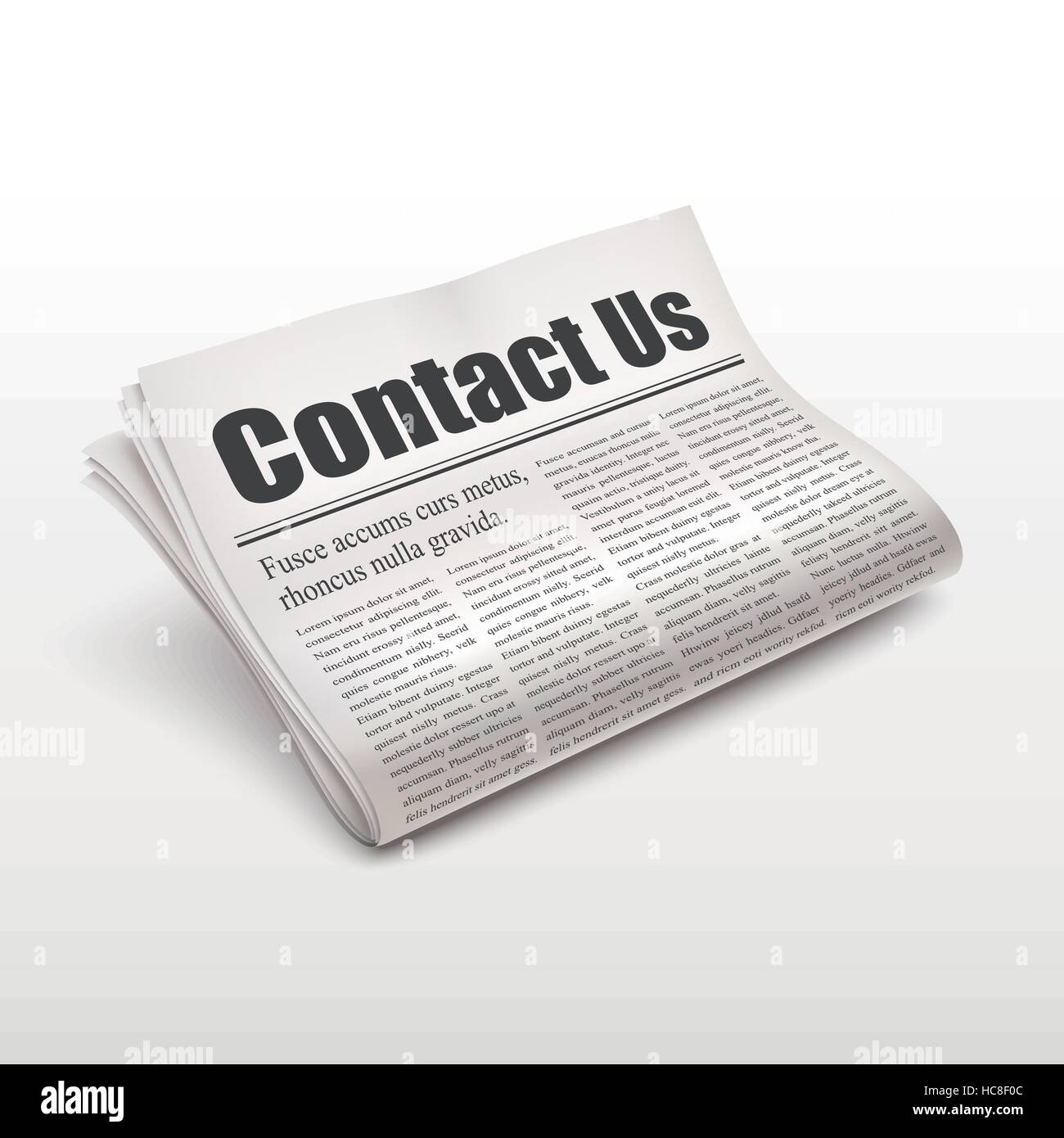 contact us words on newspaper over white background Stock Vector Image ...