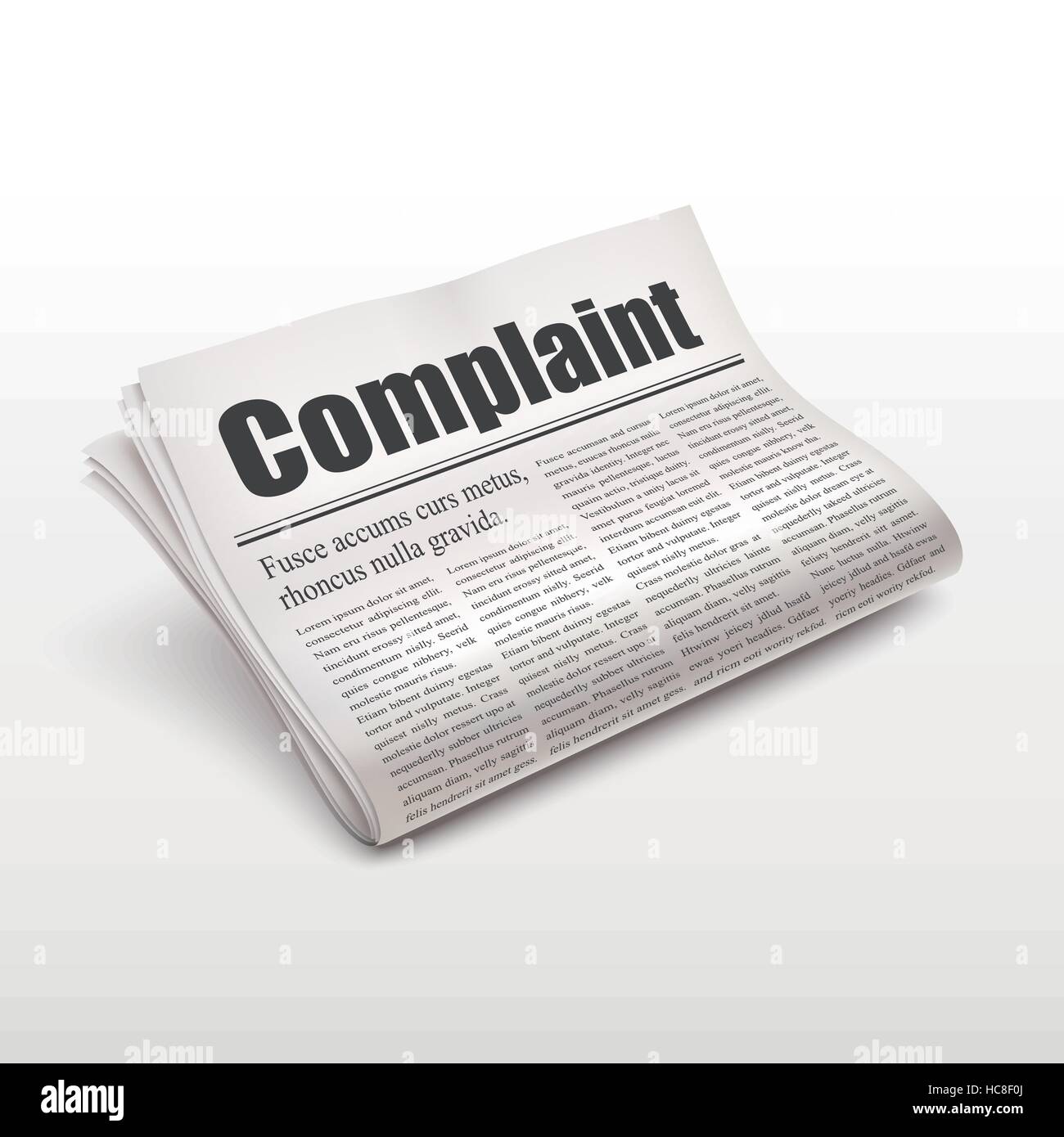 complaint word on newspaper over white background Stock Vector Image ...