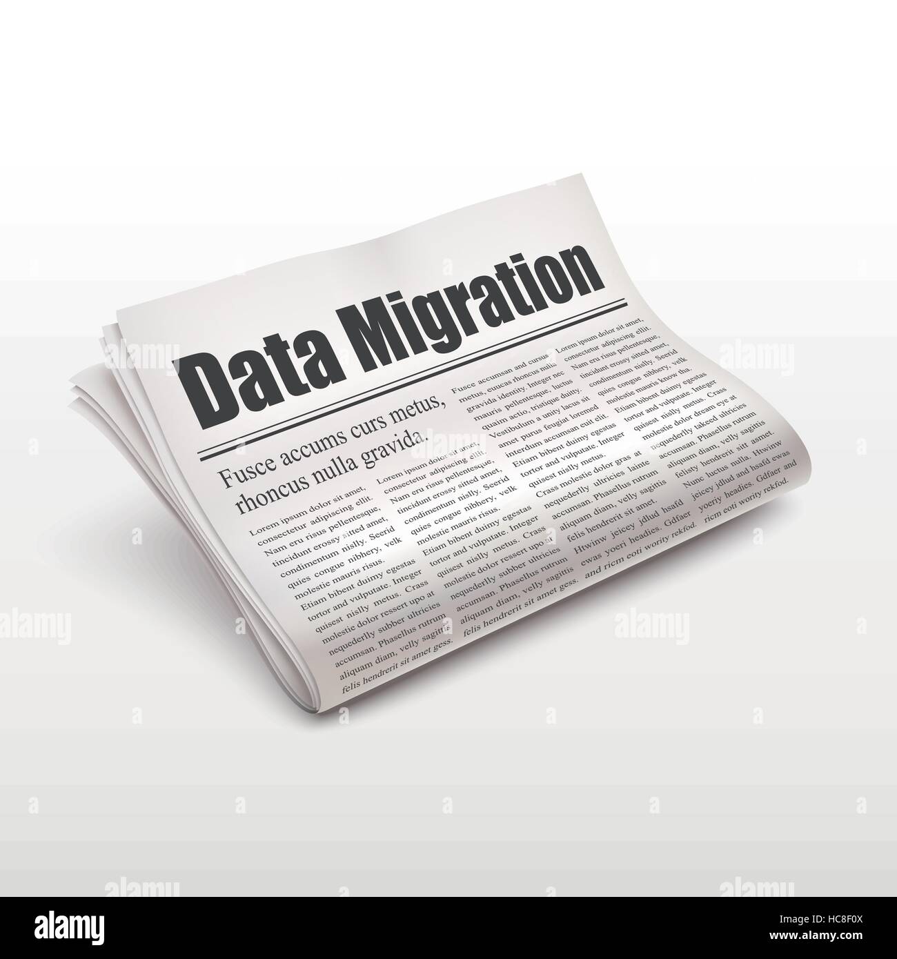 data migration words on newspaper over white background Stock Vector ...
