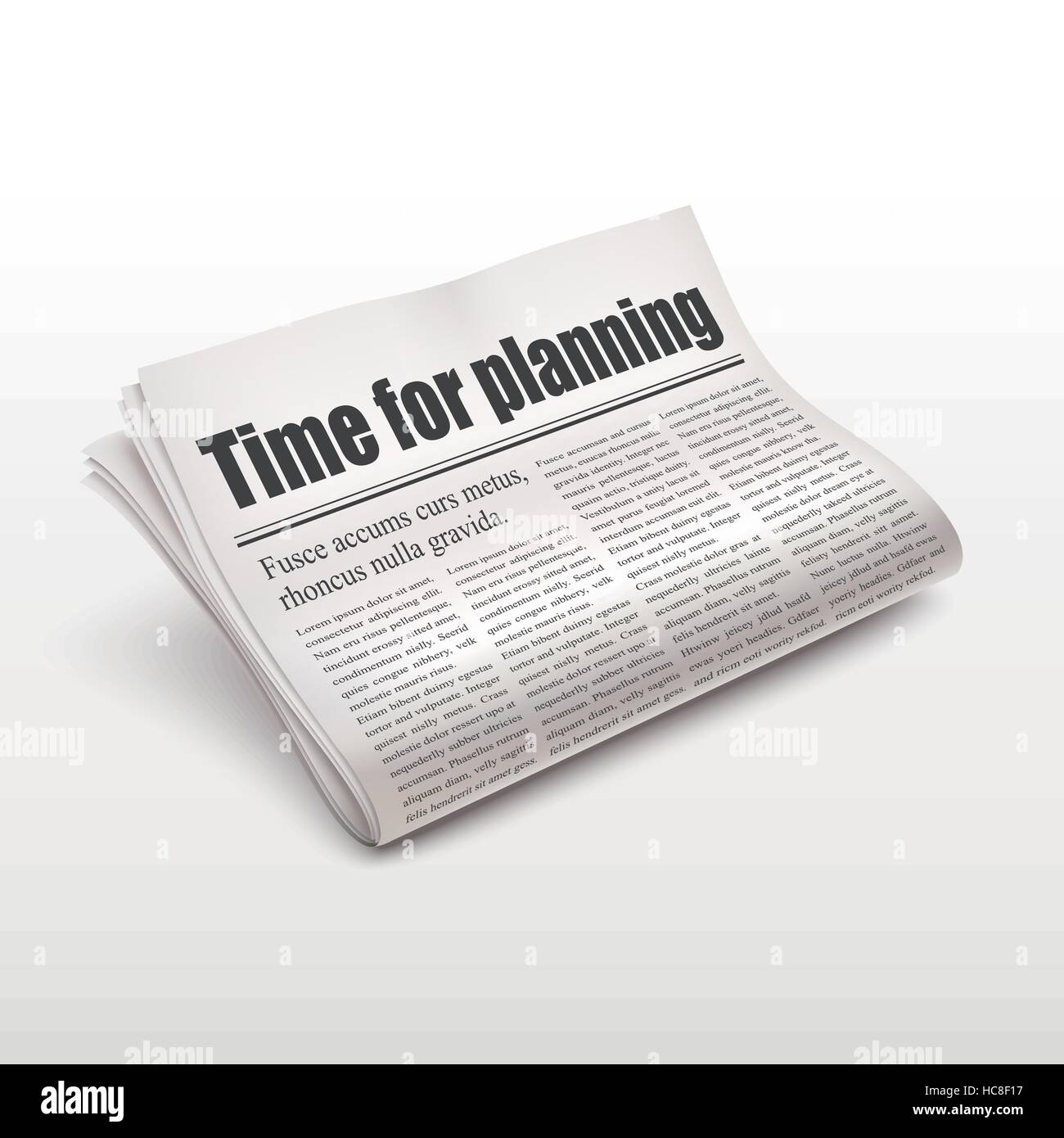 time for planning words on newspaper over white background Stock Vector ...
