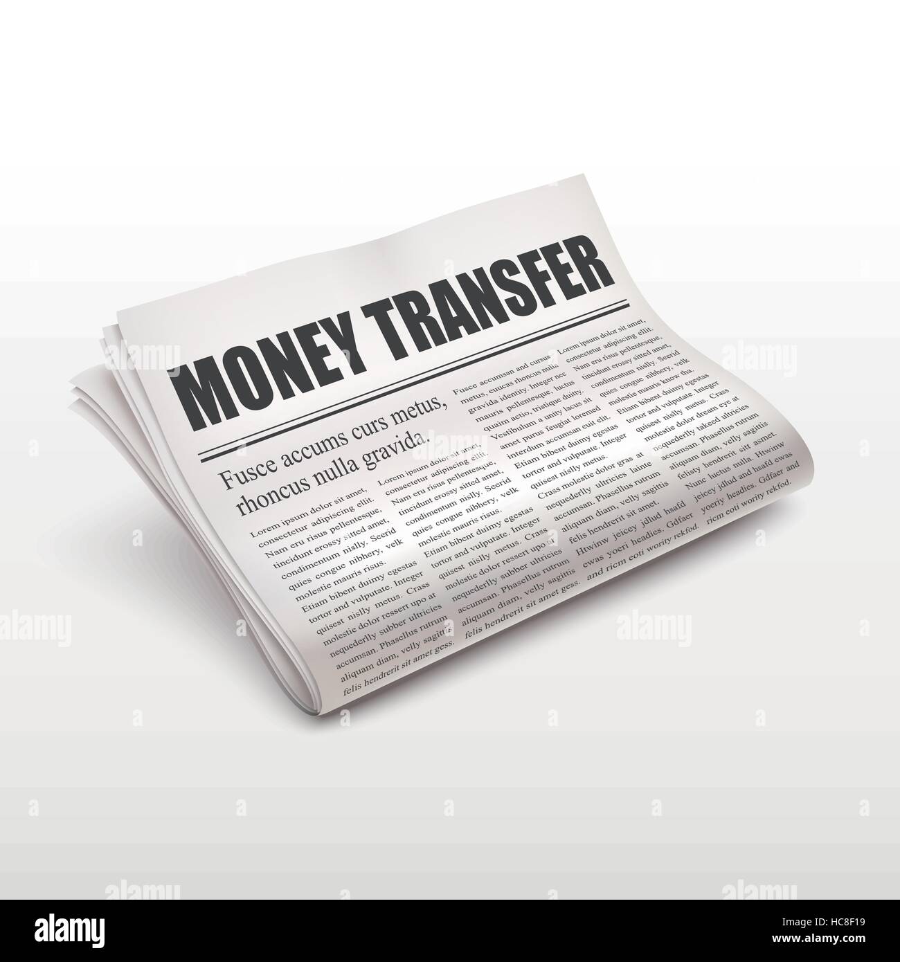 money transfer words on newspaper over white background Stock Vector ...