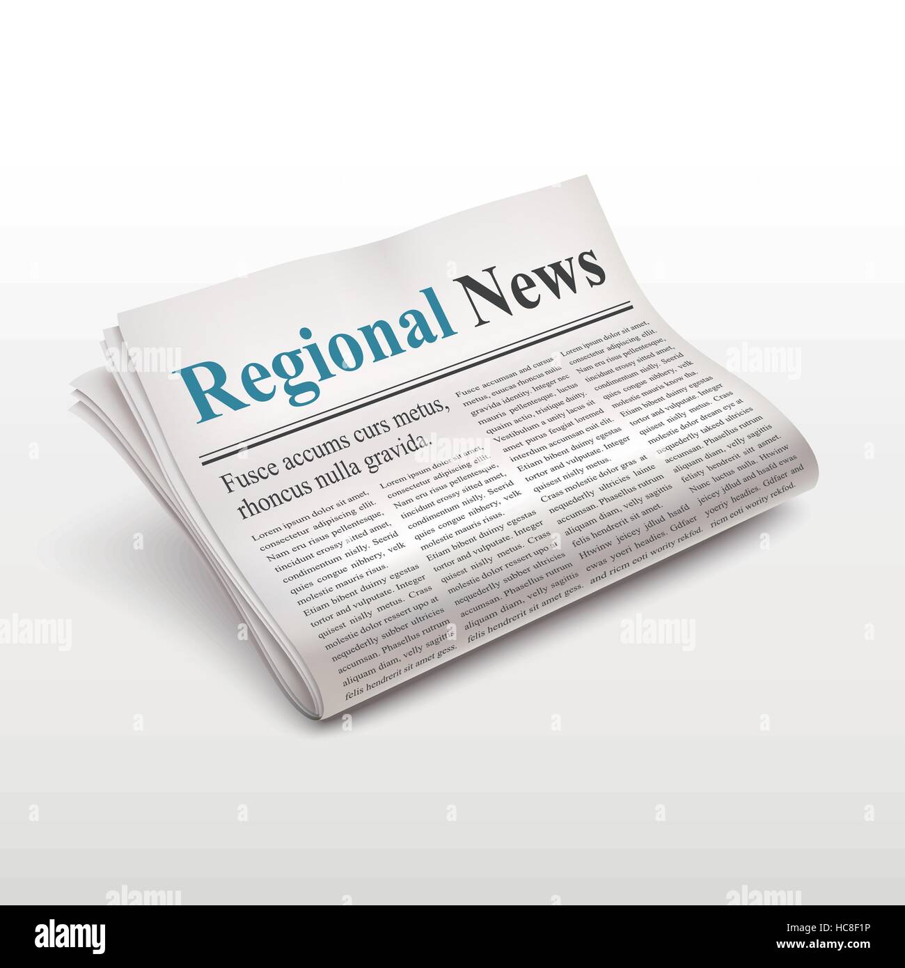 regional news words on newspaper over white background Stock Vector ...