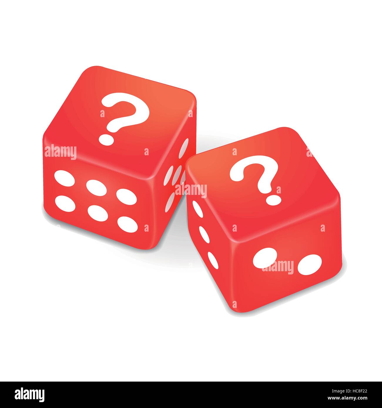question marks on two red dice over white background Stock Vector Image ...