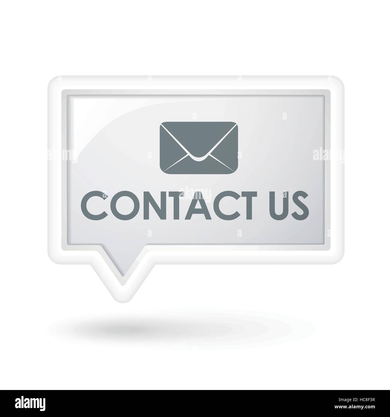 contact us words with mail icon on a speech bubble over white Stock ...