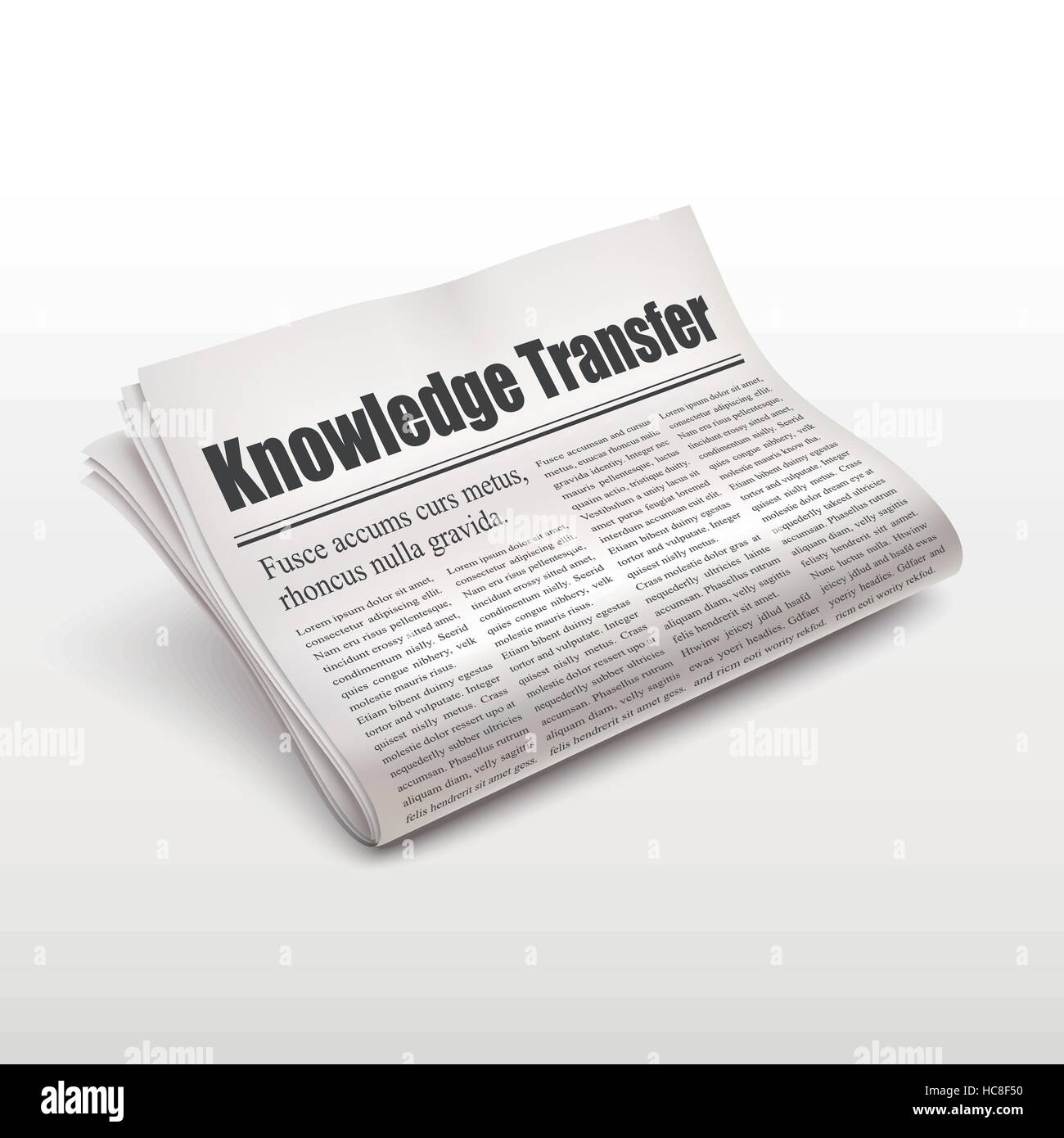 knowledge transfer words on newspaper over white background Stock ...