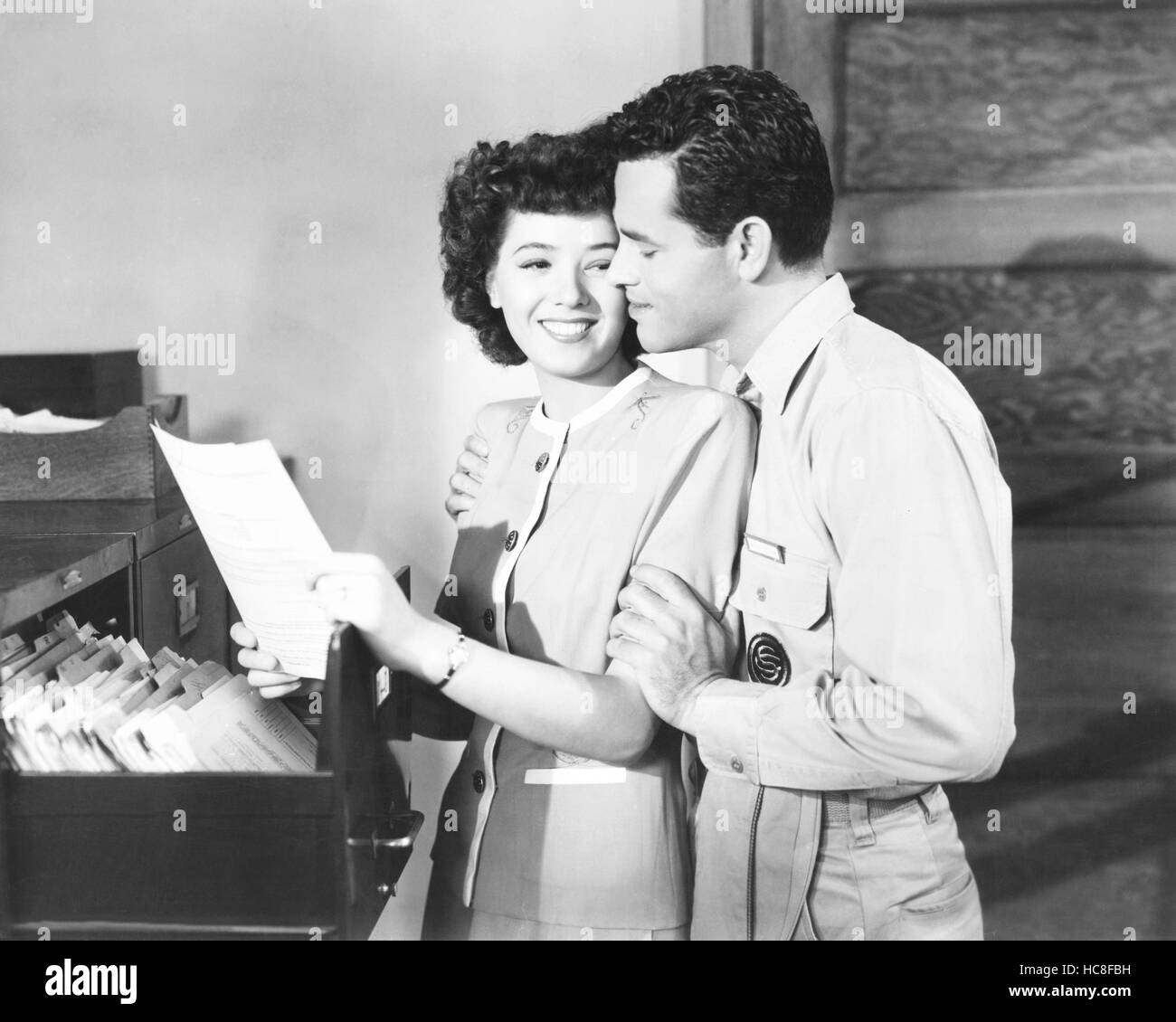 THERE'S SOMETHING ABOUT A SOLDIER, from left: Jeff Donnell, Tom Neal ...