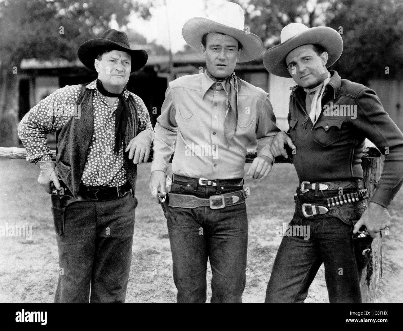THREE TEXAS STEERS, from left, Max Terhune, John Wayne, Ray Corrigan ...