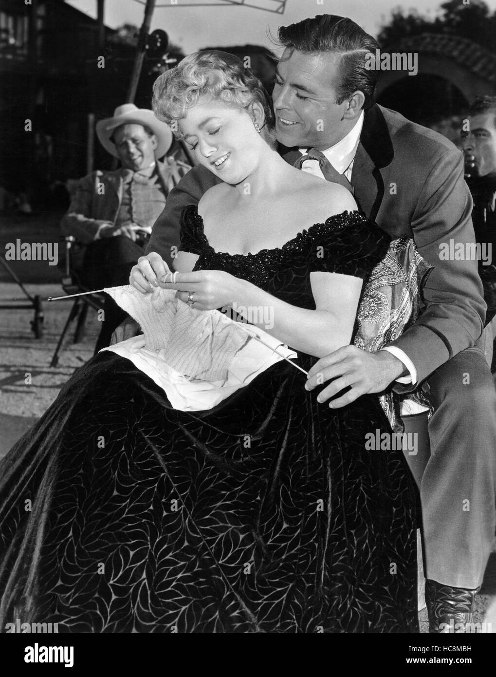 UNTAMED FRONTIER, from left: Shelley Winters, Scott Brady, on set, 1952 ...