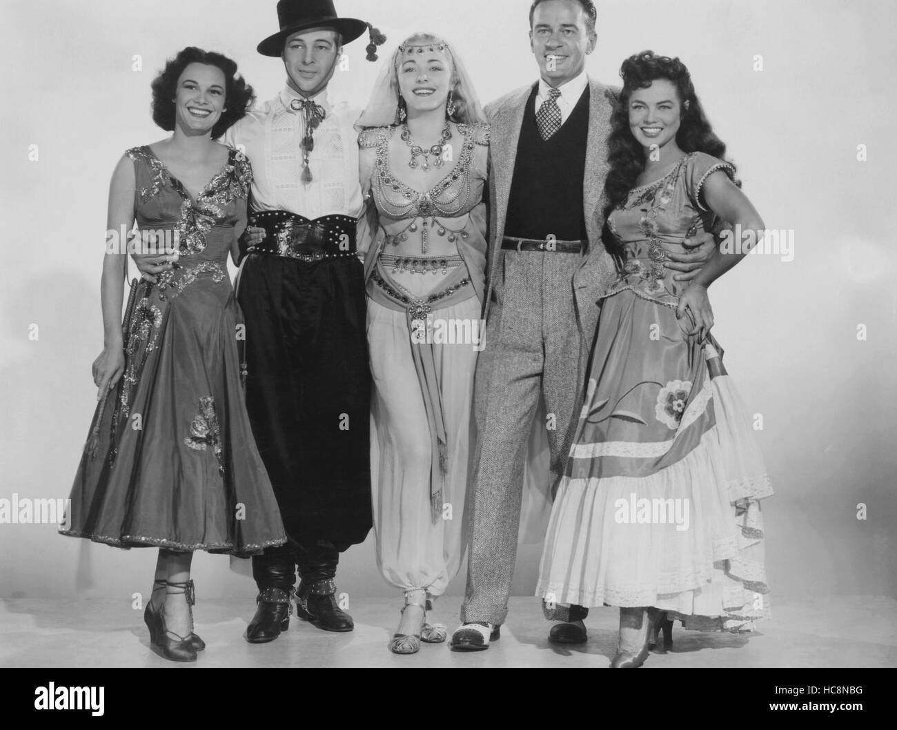 VALENTINO, from left: Patricia Medina, Anthony Dexter, Eleanor Parker ...