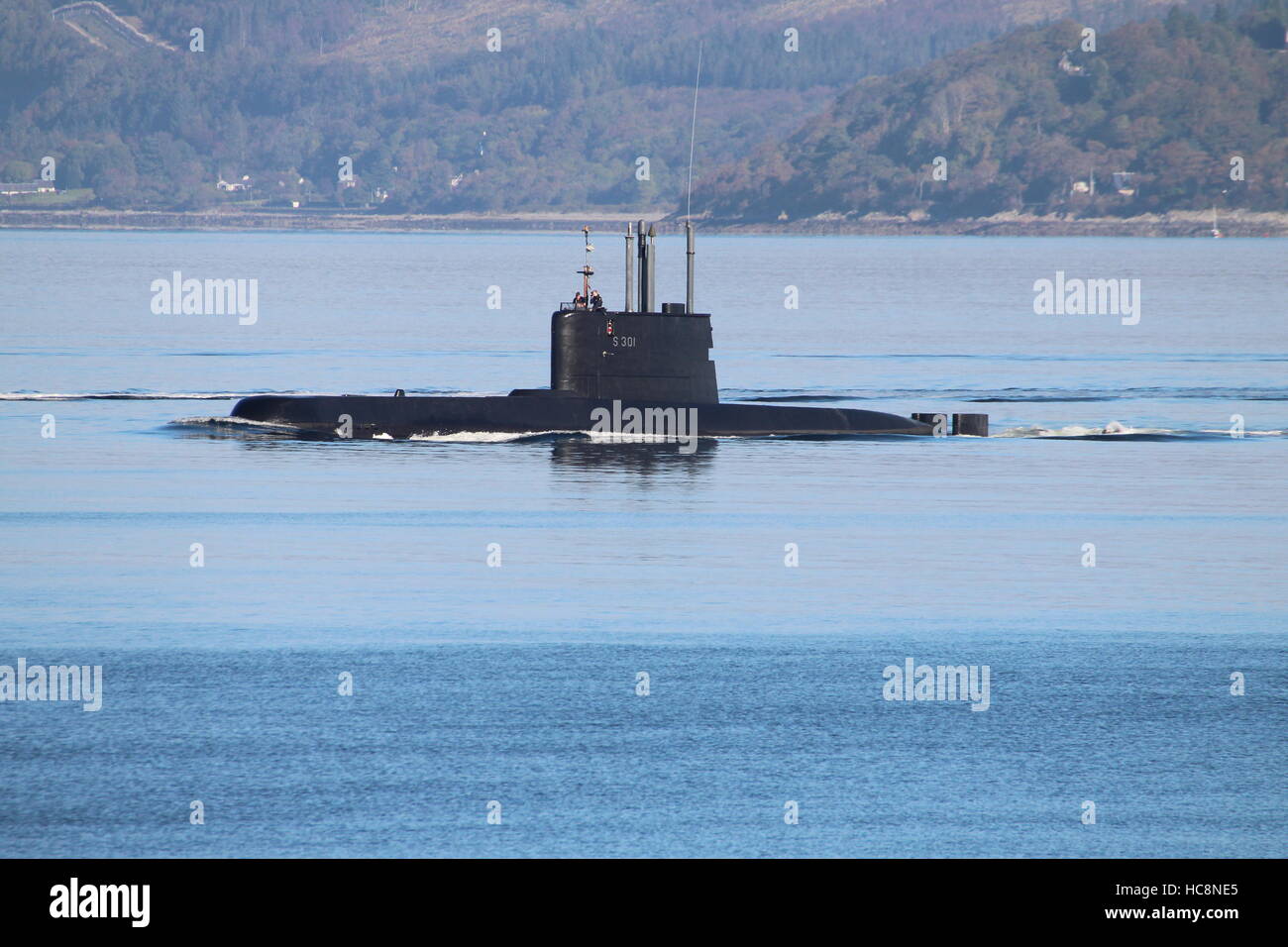KNM Utsira (S301), an Ula-class submarine of the Royal Norwegian Navy ...