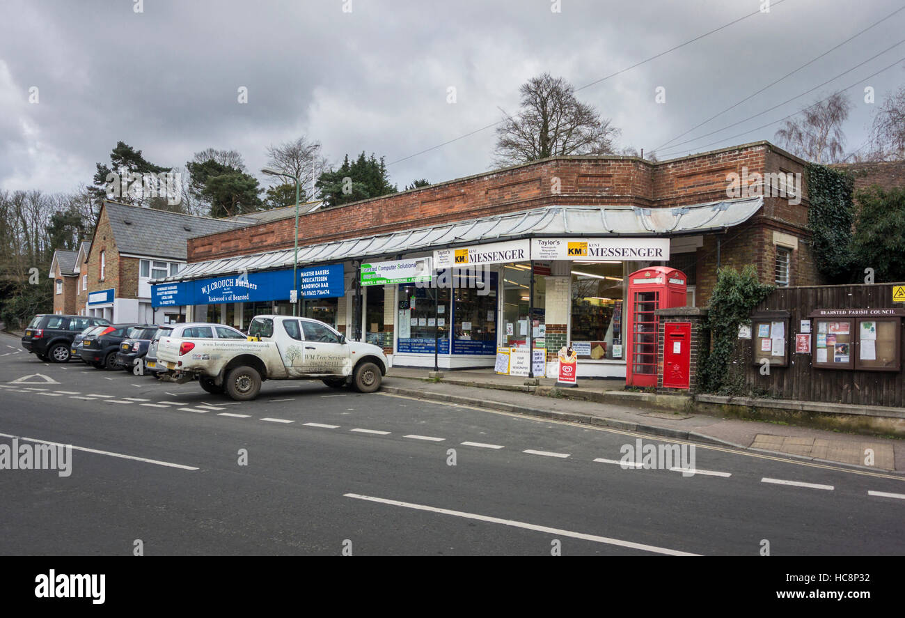 Bearsted village shops, phone and post box, Kent, UK Stock Photo - Alamy