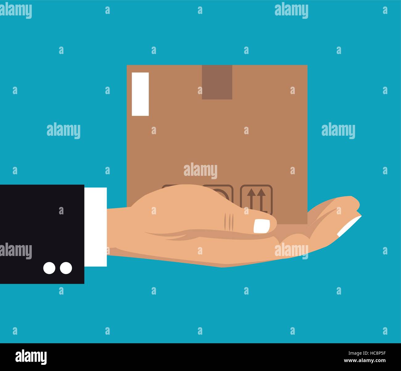 hand holding cardboard box delivery cargo Stock Vector Image & Art - Alamy
