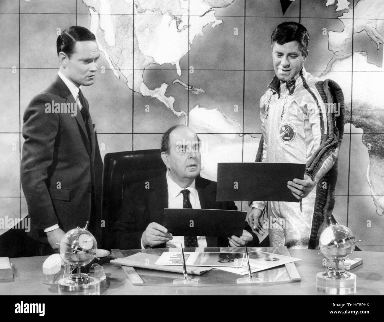 WAY...WAY OUT, from left, William O'Connell, Robert Morley, Jerry Lewis ...