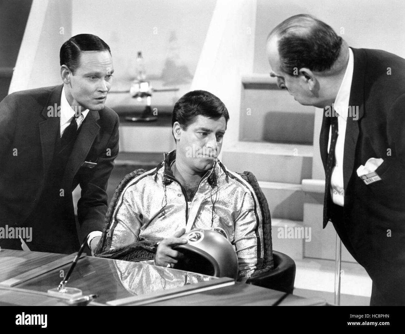 WAY...WAY OUT, from left, William O'Connell, Jerry Lewis, Robert Morley ...
