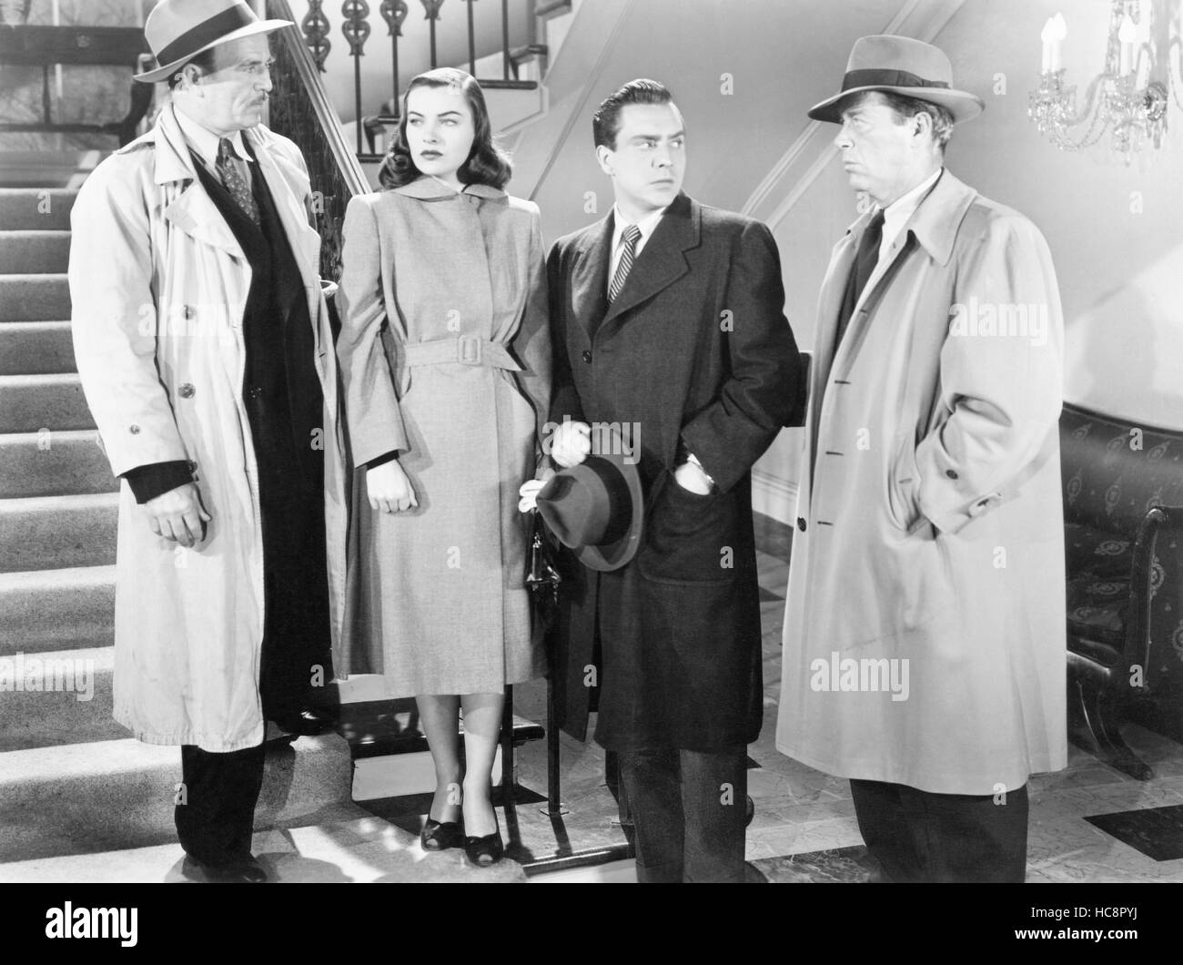 THE WEB, from left: Ethan Laidlaw, Ella Raines, Edmond O'Brien, William Haade, 1947 Stock Photo ...