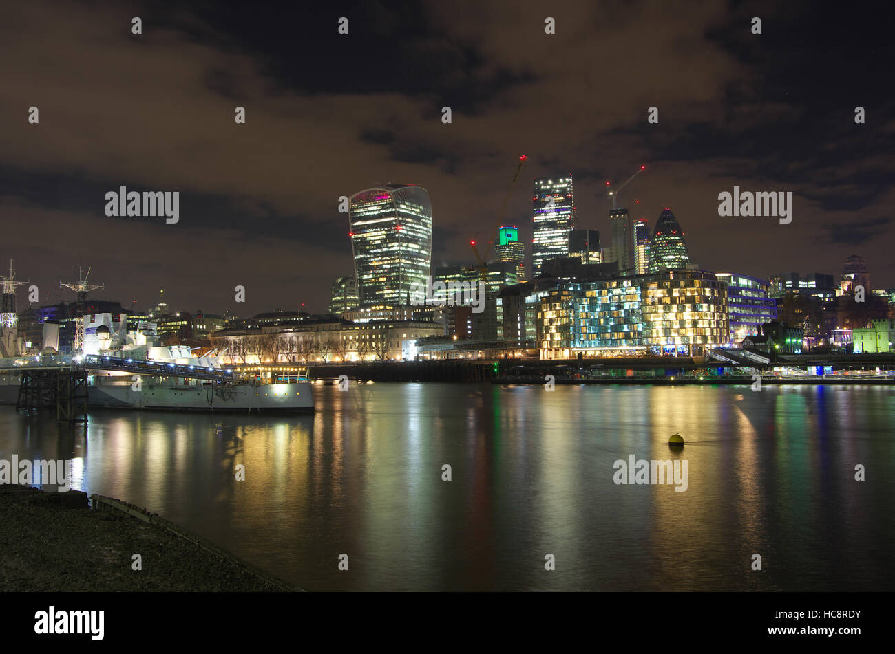 LONDON,UK - 01 DEC 2016 - London City skyline by night from the ...