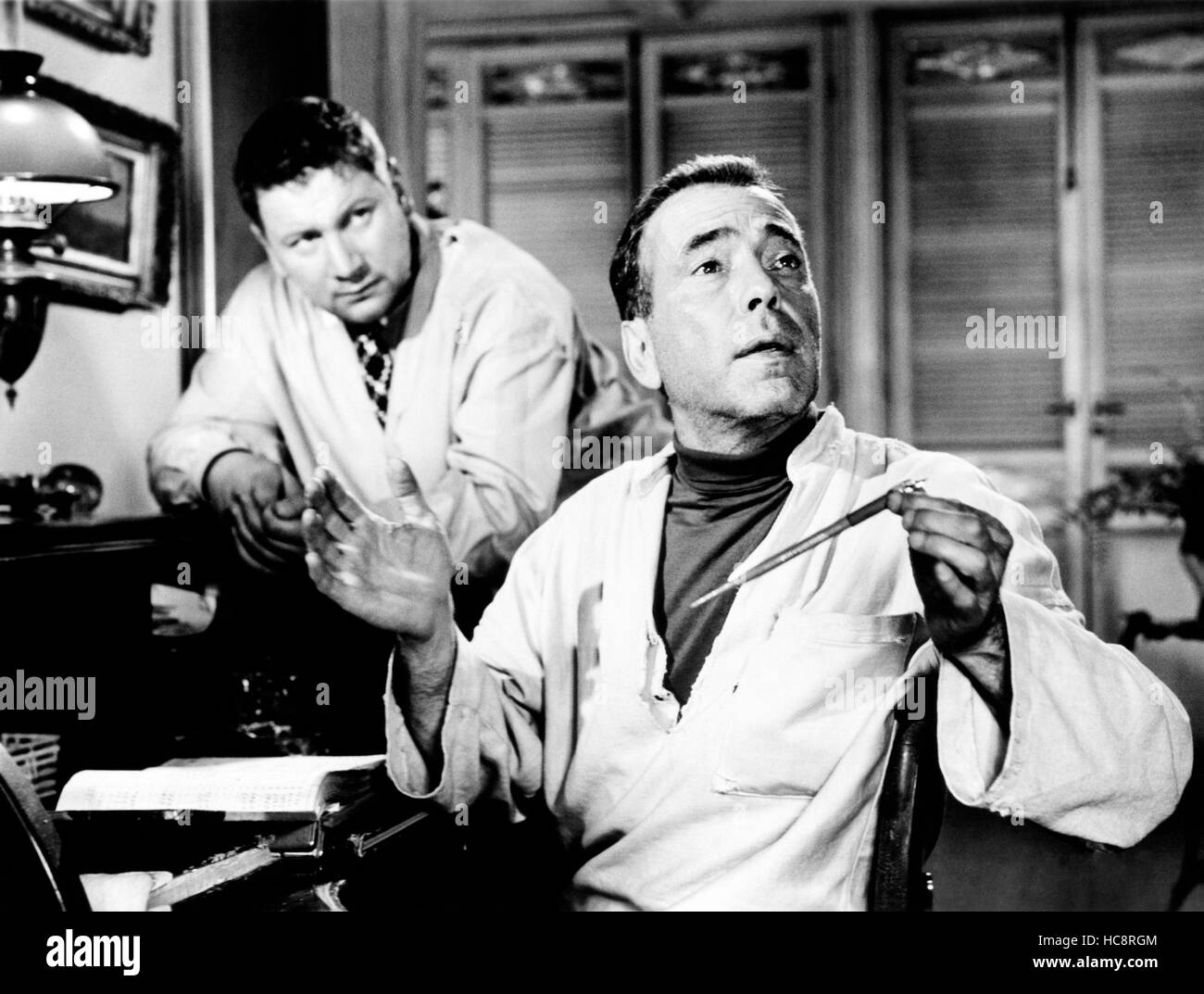 WE'RE NO ANGELS, Humphrey Bogart (front), Peter Ustinov, 1955 Stock ...