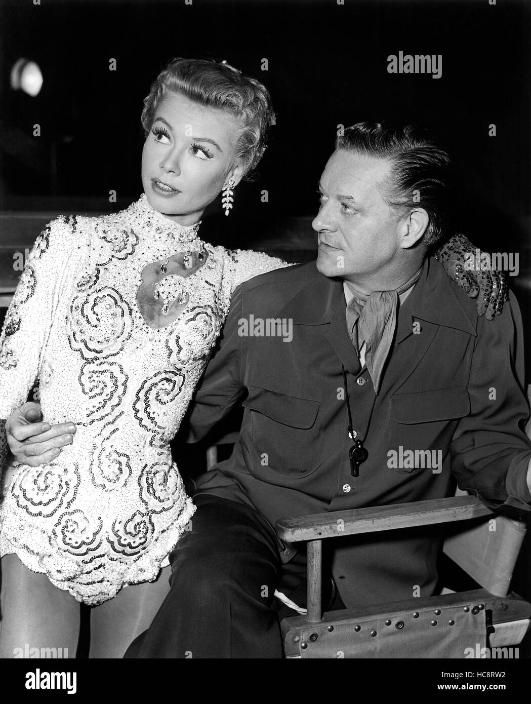 WHITE CHRISTMAS, Vera-Ellen, choreographer Robert Alton on set, 1954 ...