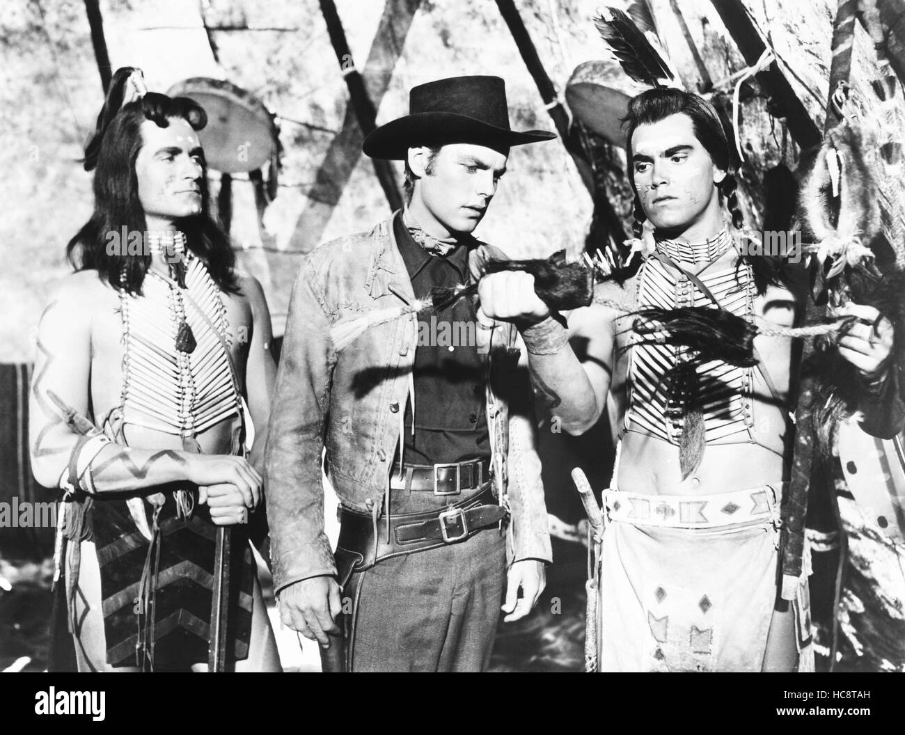 WHITE FEATHER, from left: Hugh O'Brian, Robert Wagner, Jeffrey Hunter ...