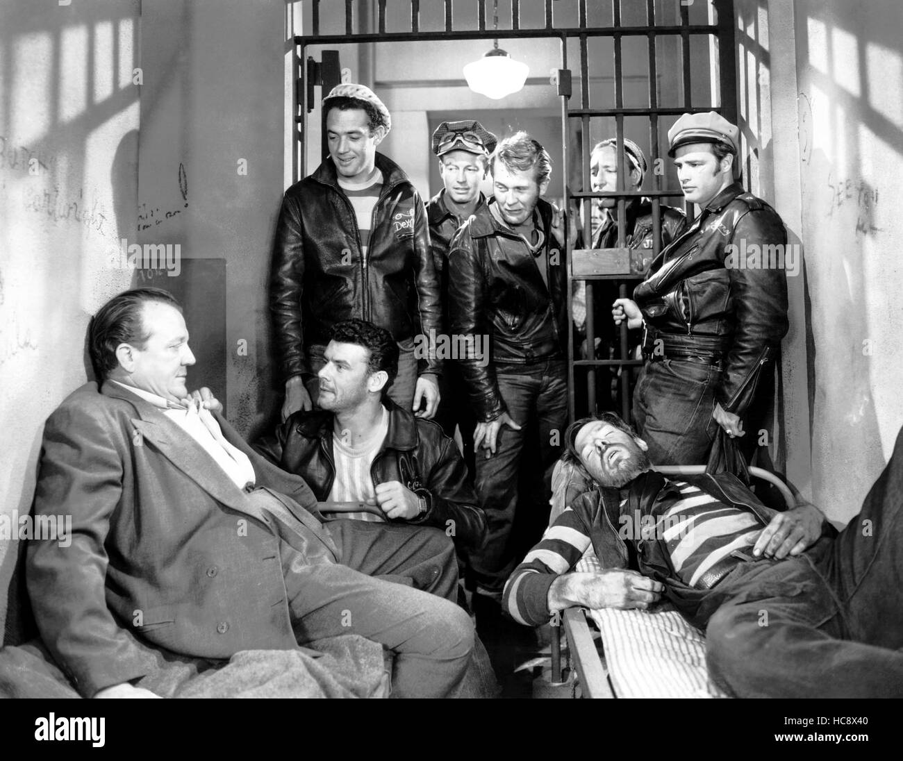 THE WILD ONE, pictured cast includes Marlon Brando, Lee Marvin, Jerry ...