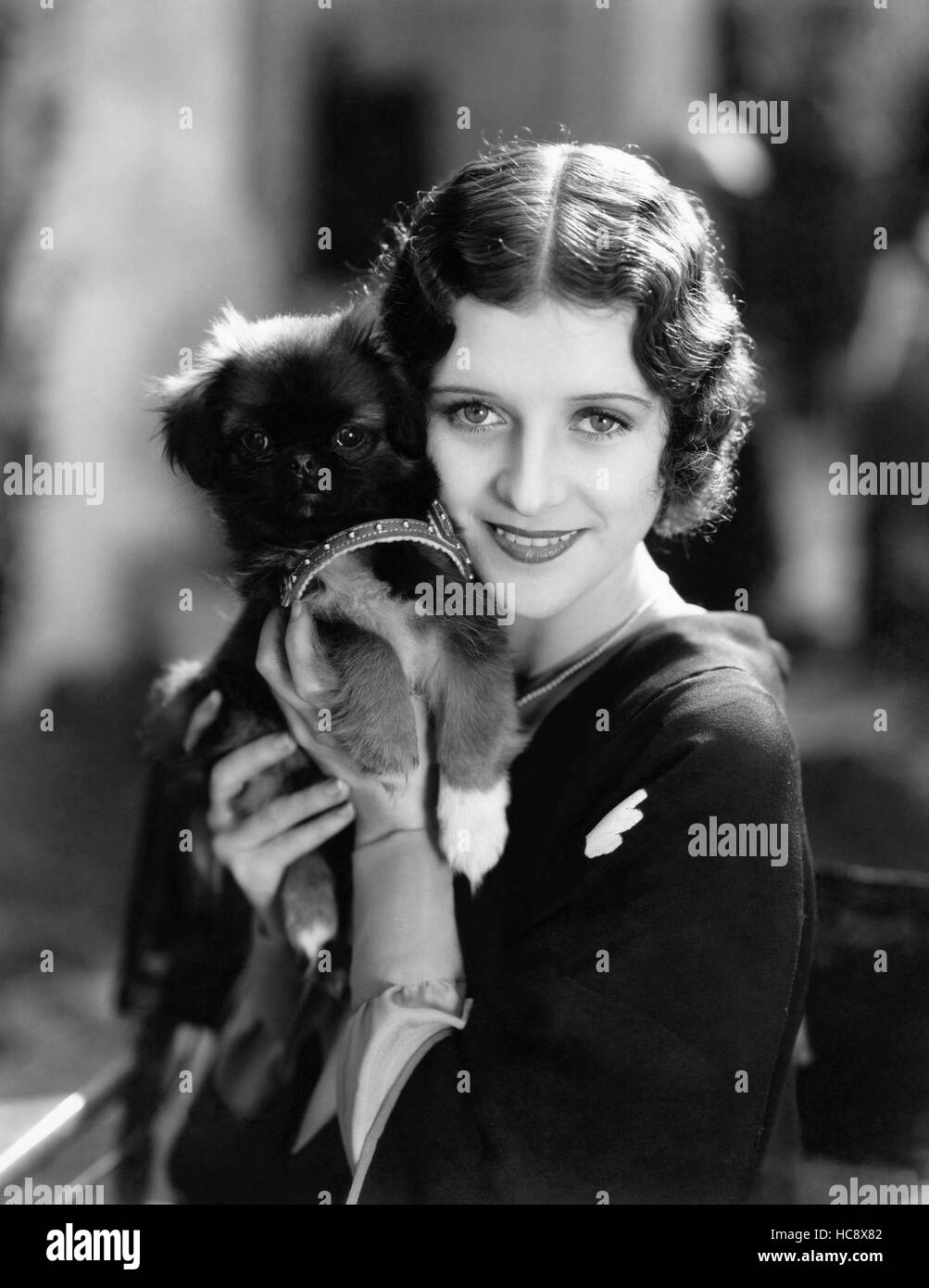 THE WILD PARTY, Marceline Day, on-set with her pet Pekingese ...
