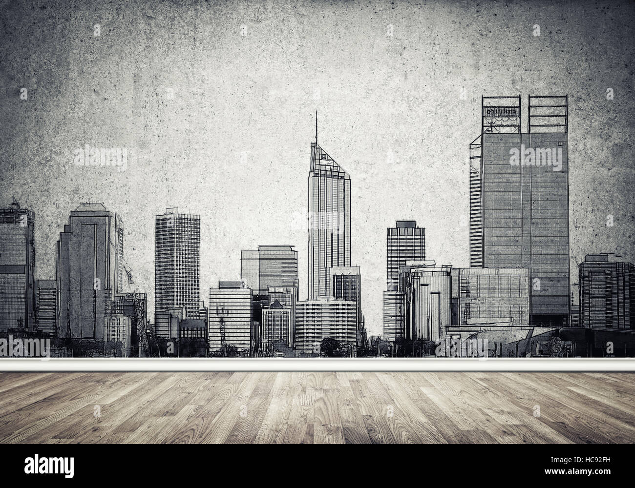 City design on wall Stock Photo - Alamy