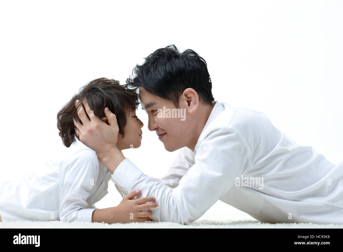 Side view portrait of loving father and son Stock Photo - Alamy