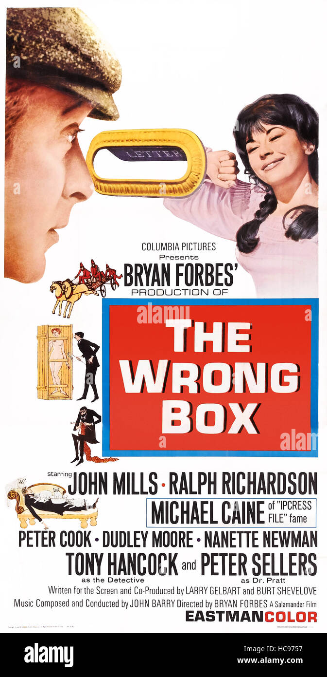 THE WRONG BOX, US poster, top from left: Michael Caine, Nanette Newman, 1966 Stock Photo - Alamy